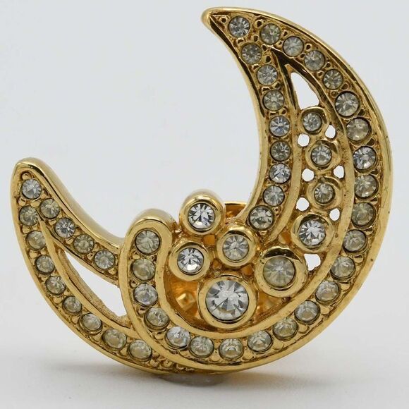 Dior | Jewelry | Christian Dior Brooch Moon Rhinestones Approx 98g ...